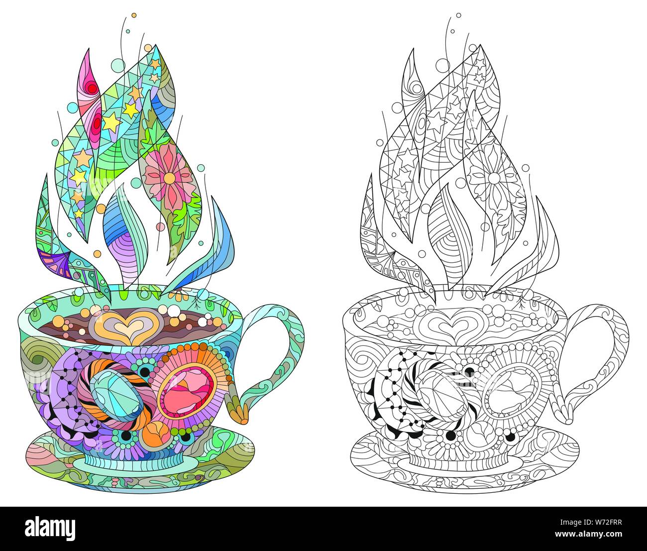 Vintage hand painted cup Stock Vector Images - Alamy