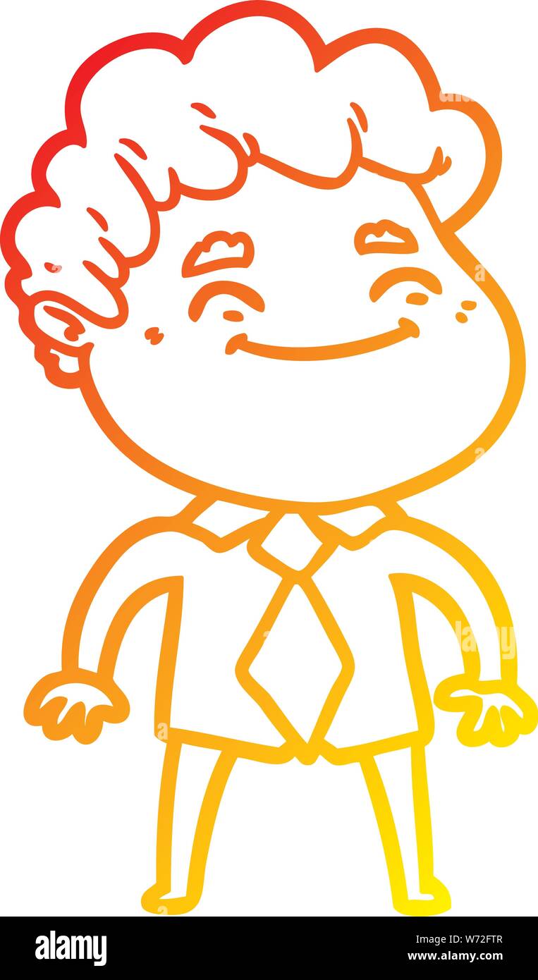 warm gradient line drawing of a cartoon friendly man Stock Vector Image ...