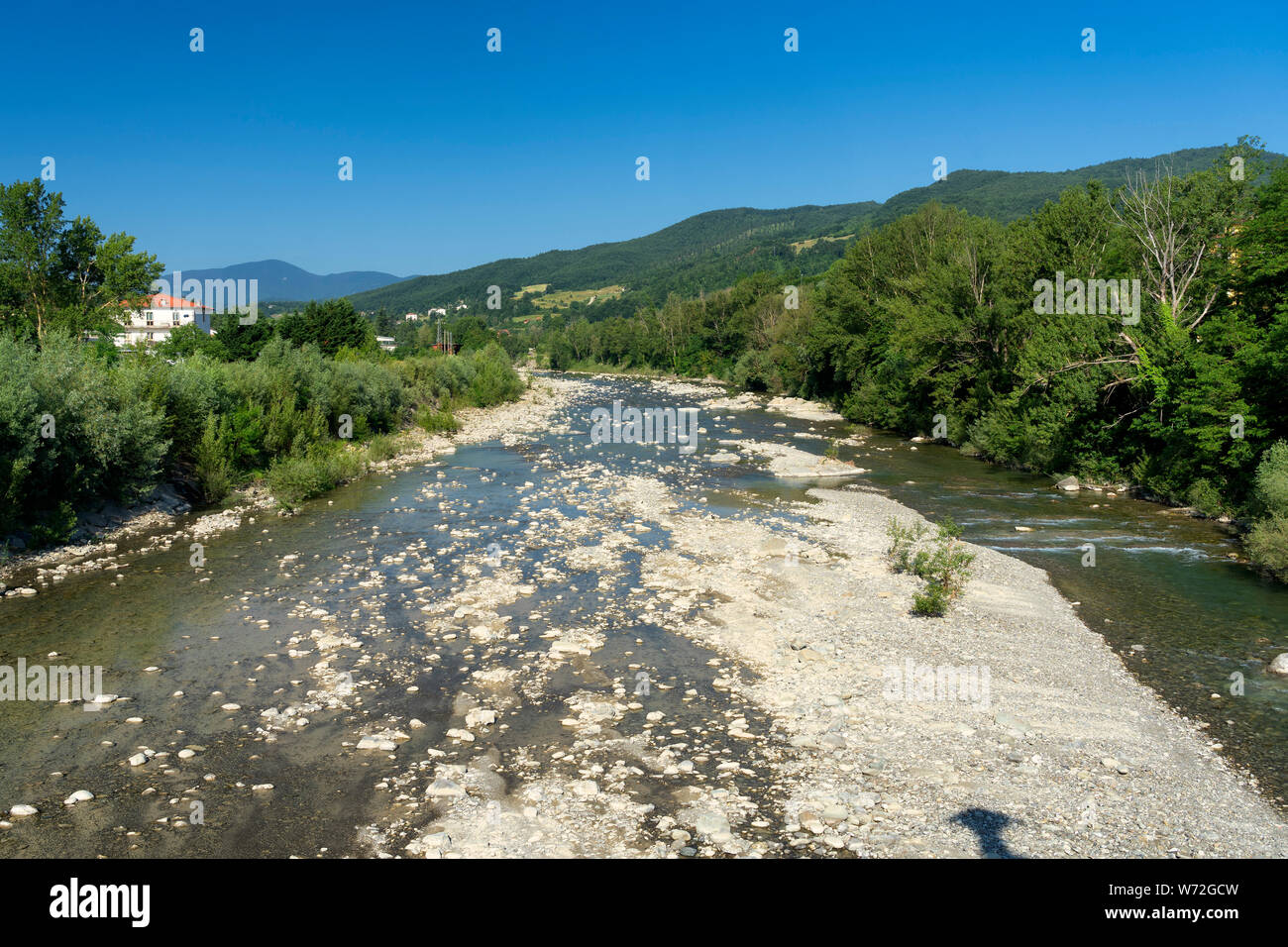 The Taro river at Borgo Val di Taro, Parma, Emilia-Romagna, Italy, at ...