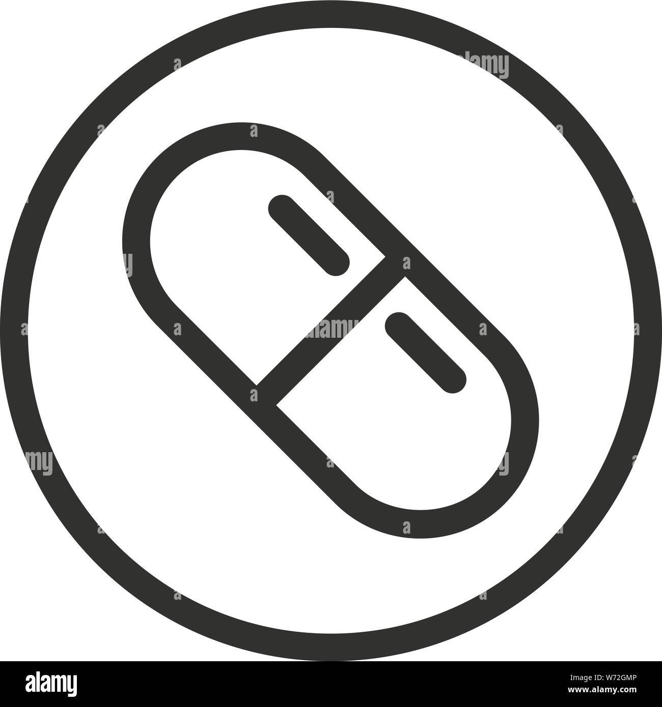 Capsule in circle icon. Outline capsule in circle vector icon for web ...