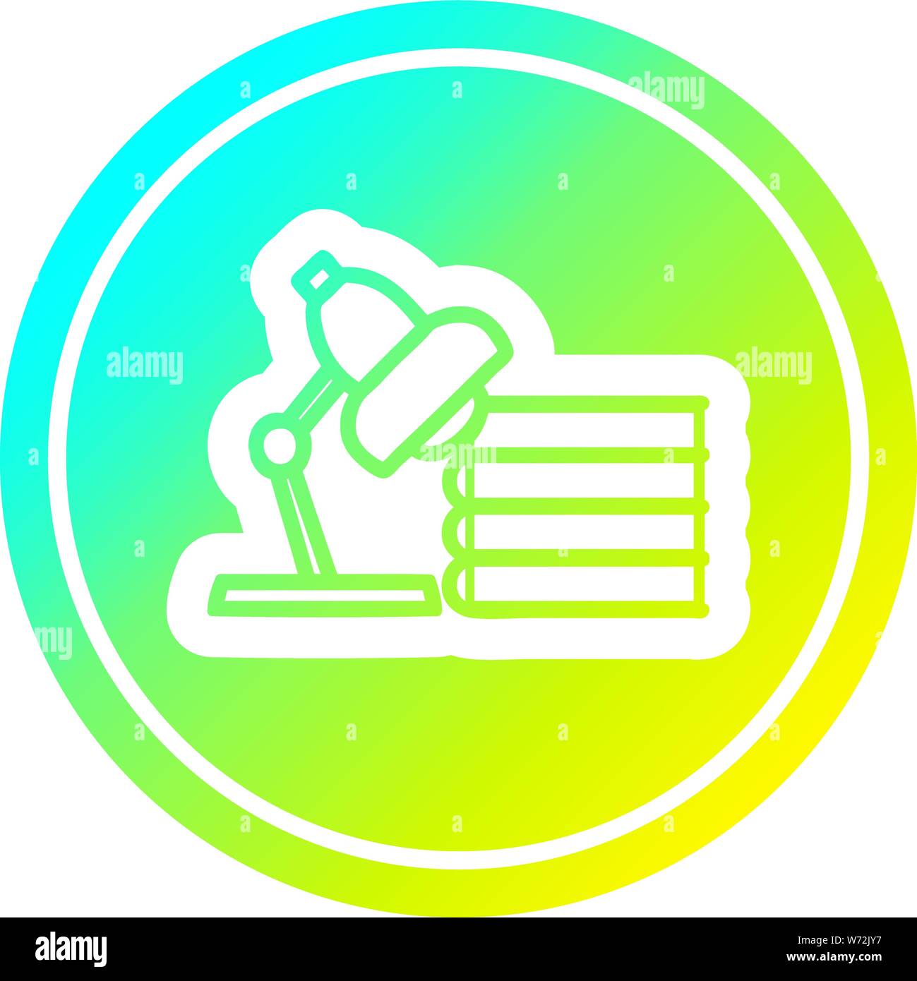 lamp and study books circular icon with cool gradient finish Stock Vector Image & Art - Alamy
