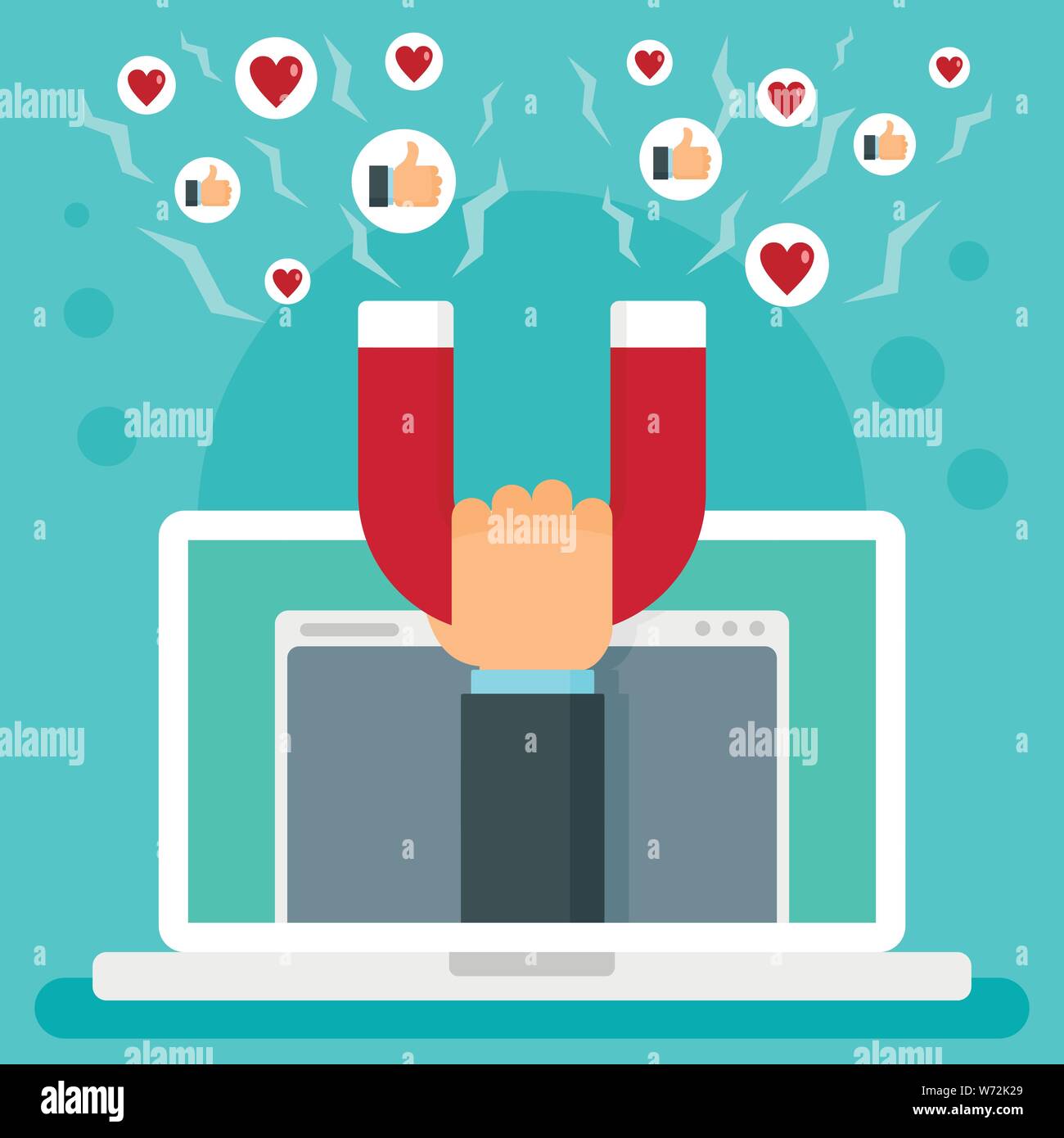 Magnet concept background. Flat illustration of magnet vector concept ...