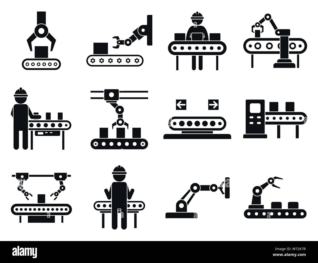 Assembly line icons set. Simple set of assembly line vector icons for ... Assembly line icons set. Simple set of assembly line vector icons for ...