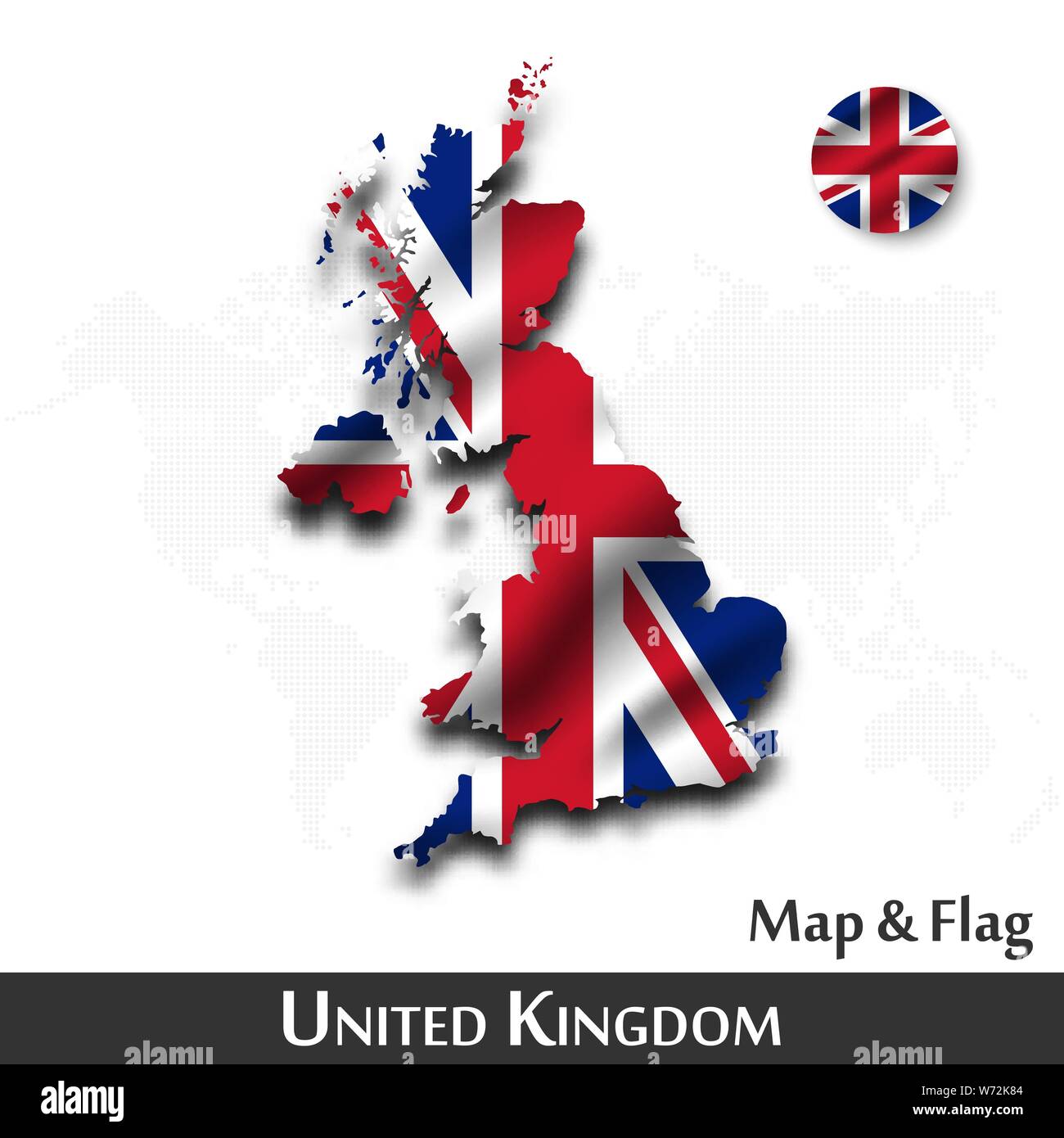 United kingdom of great britain map and flag . Waving textile design ...