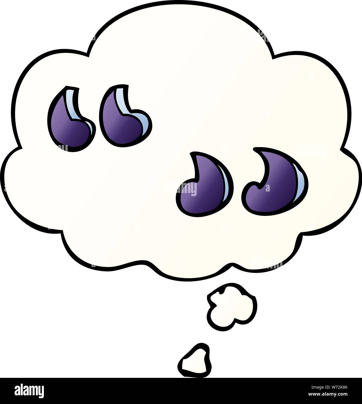 cartoon quotation marks with thought bubble in smooth gradient style ...