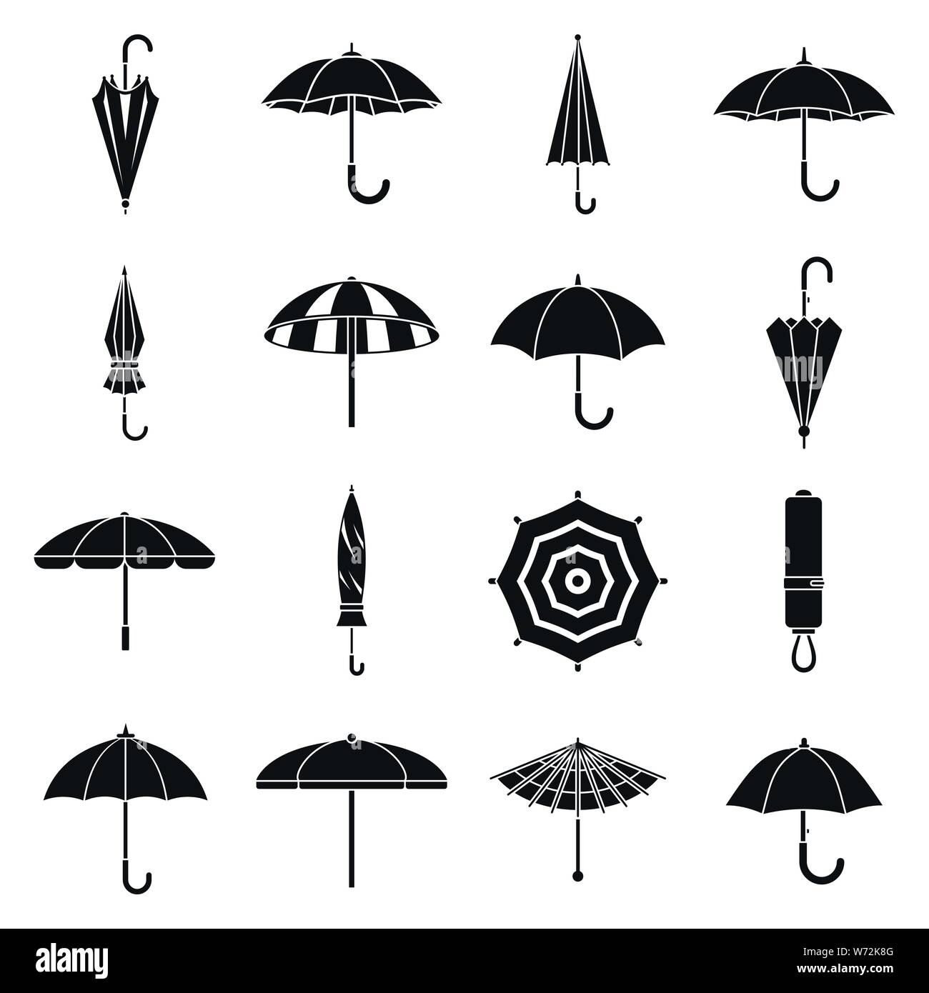 Umbrella accessory icons set. Simple set of umbrella accessory vector ...
