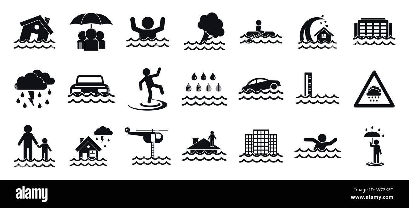 Flood icons set. Simple set of flood vector icons for web design on ...