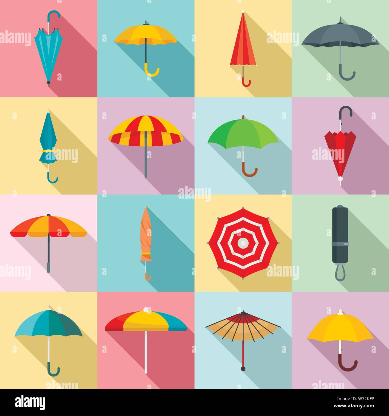 Umbrella icons set. Flat set of umbrella vector icons for web design ...
