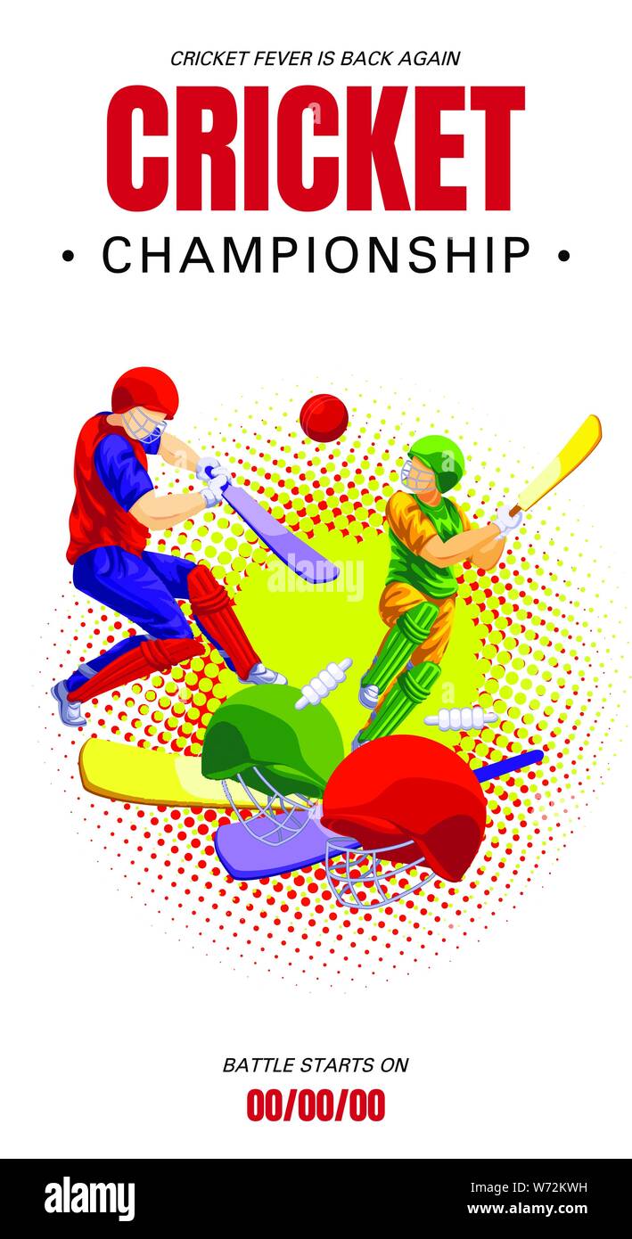Cricket championship concept banner. Cartoon illustration of cricket ...