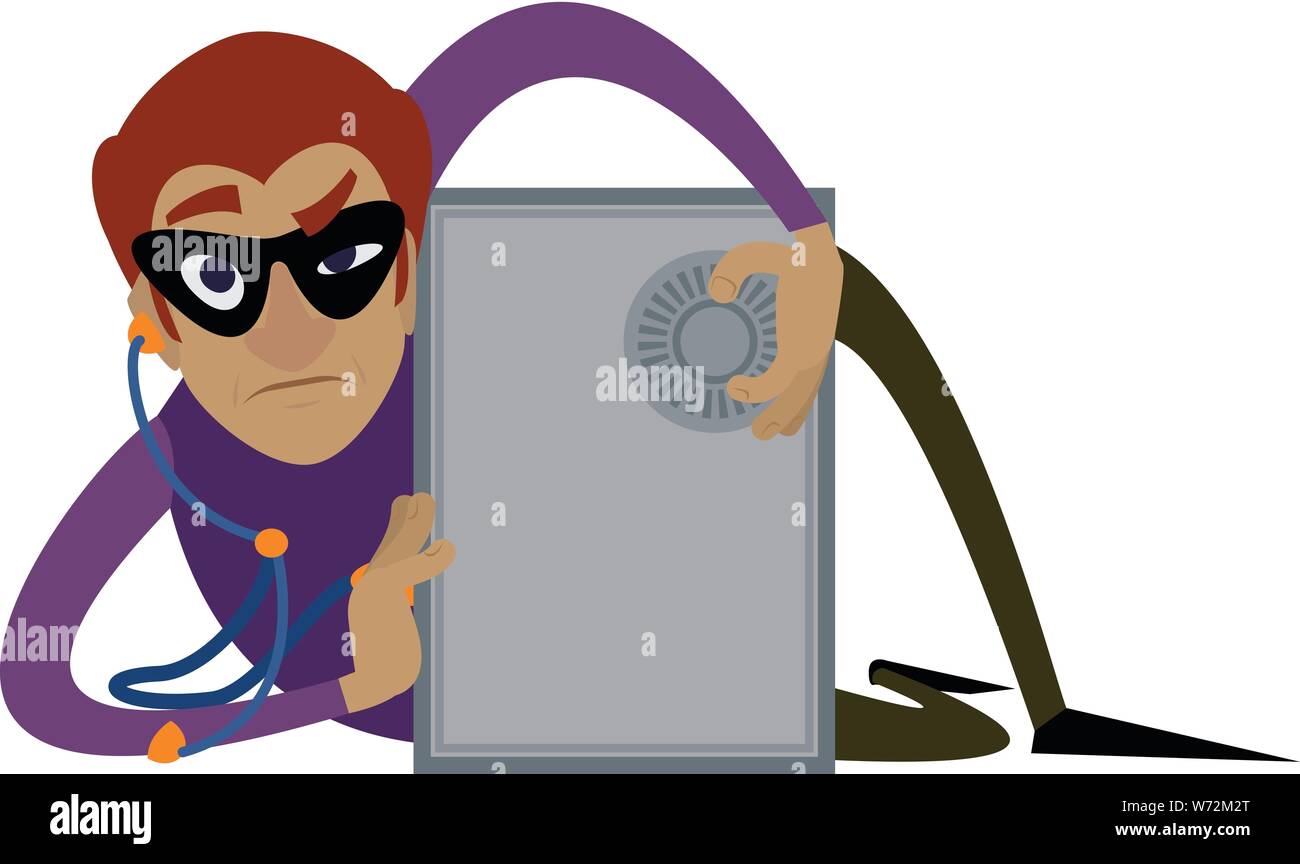 Burglar unlock safe icon. Cartoon of burglar unlock safe vector icon ...