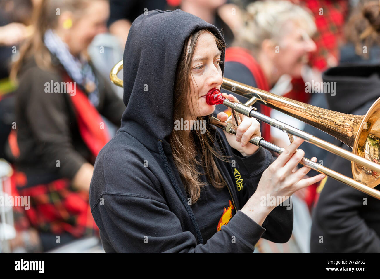 music band with traditional Scottish kilts performing in Glasgow city ...