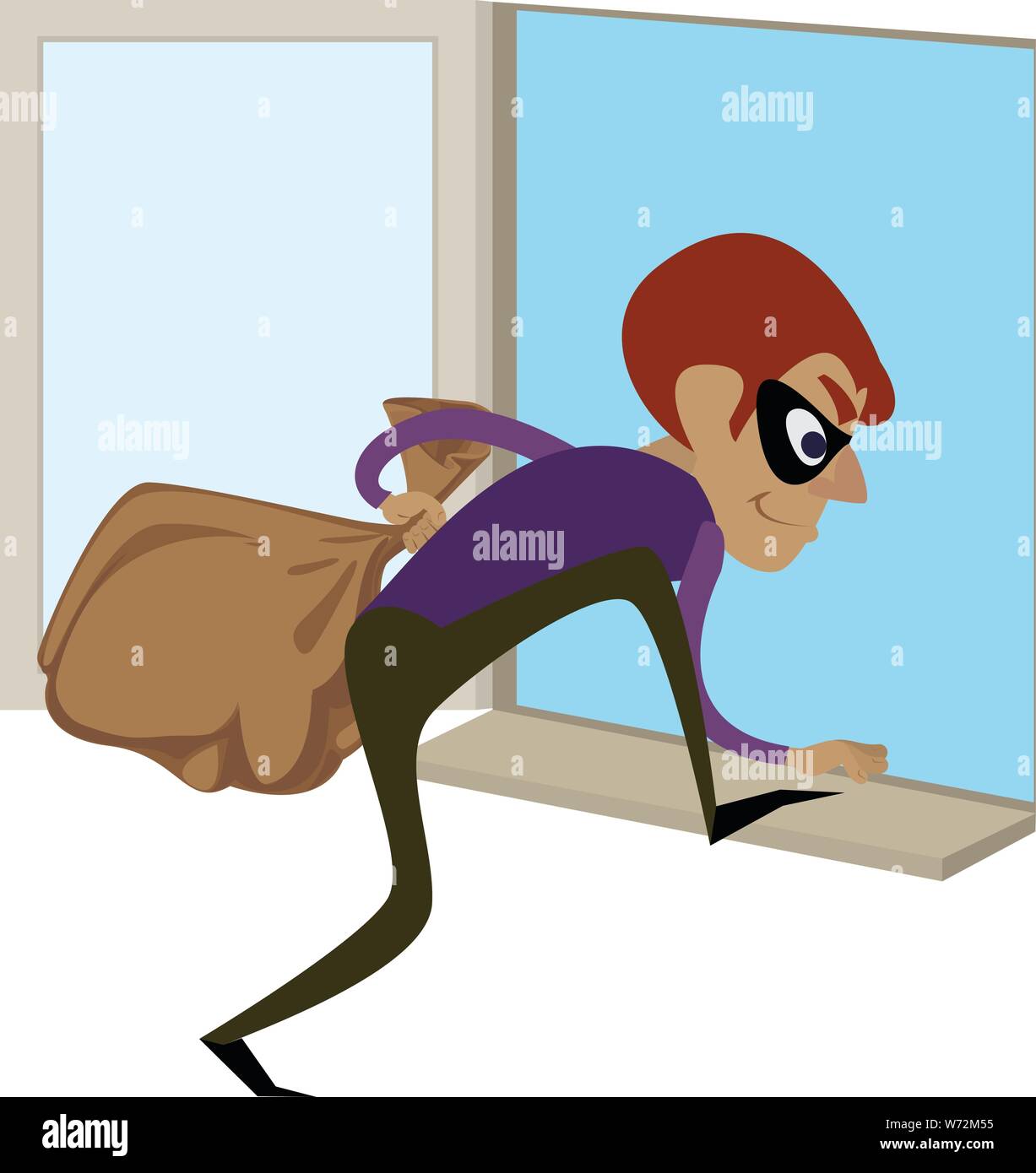 Burglar through window icon. Cartoon of burglar through window vector ...