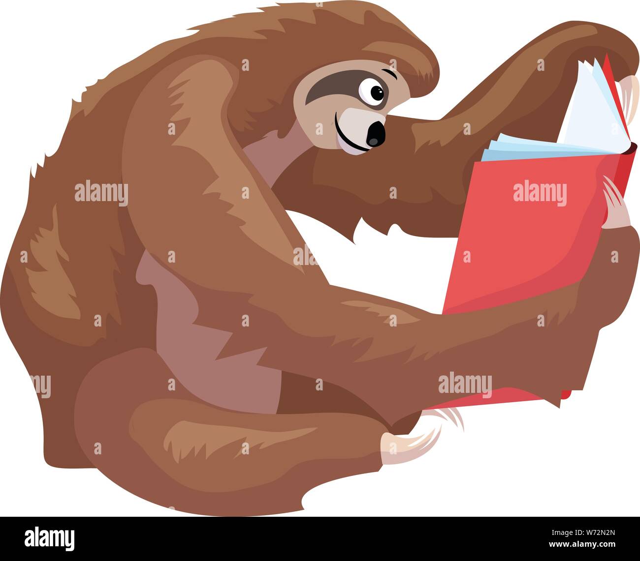 Sloth read a book icon. Cartoon of sloth read a book vector icon for ...