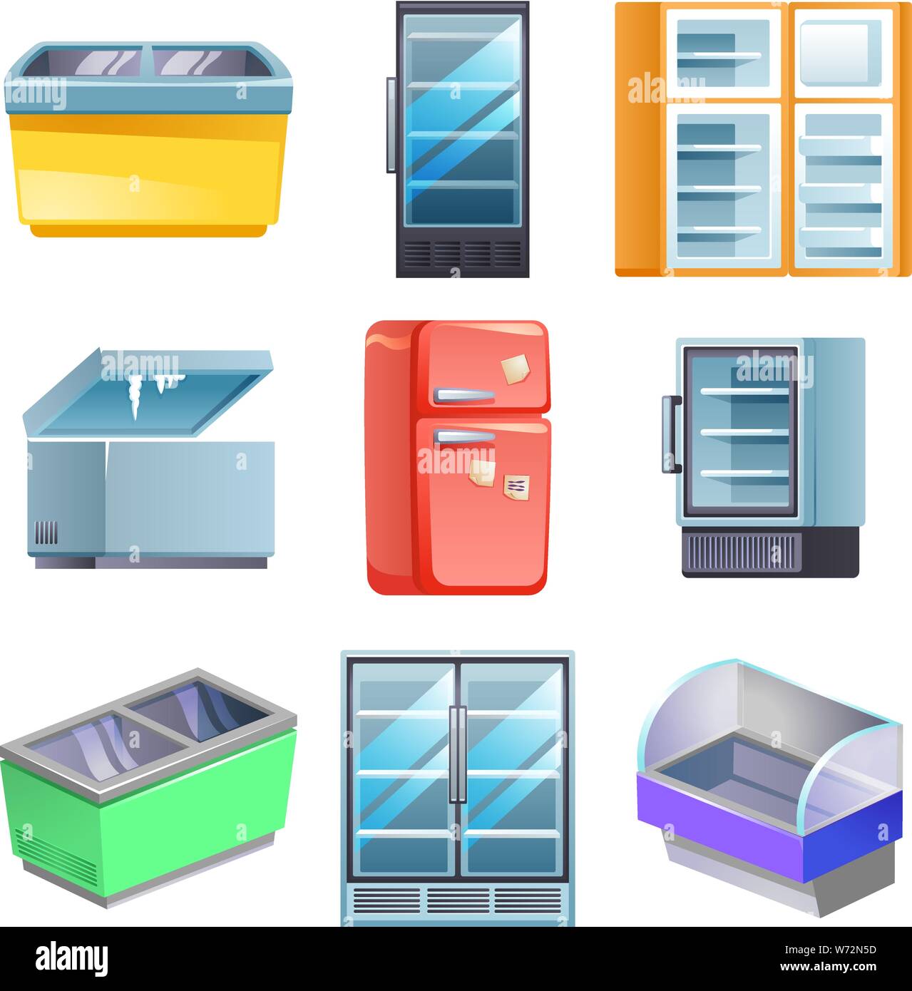 Freezer icons set. Cartoon set of freezer vector icons for web design ...