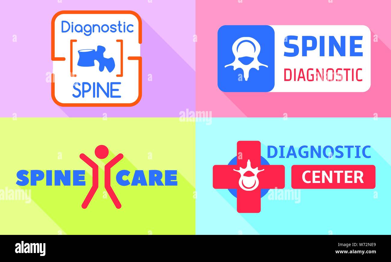 Spine care logo set. Flat set of spine care vector logo for web design ...