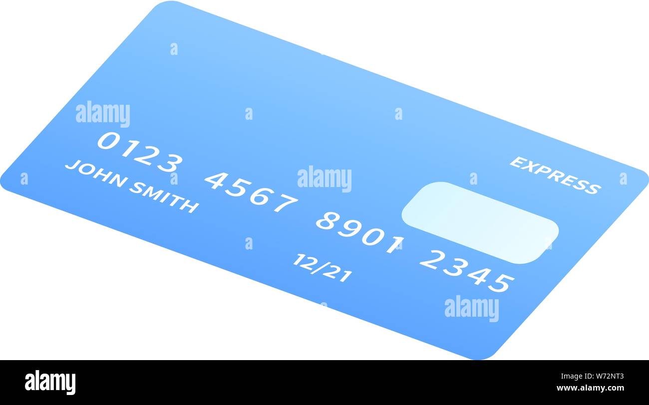 Blue credit card icon. Isometric of blue credit card vector icon for ...