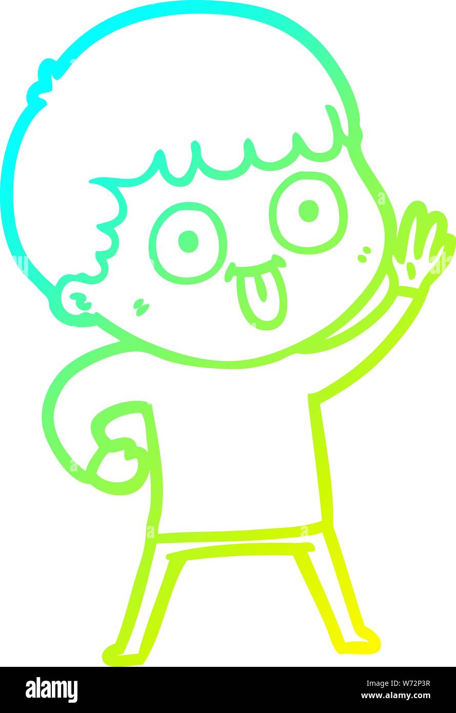 cold gradient line drawing of a cartoon man staring Stock Vector Image ...