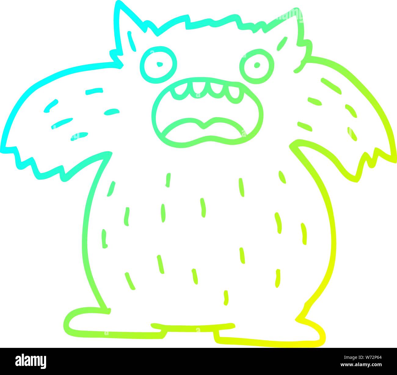 cold gradient line drawing of a cartoon yeti monster Stock Vector Image ...