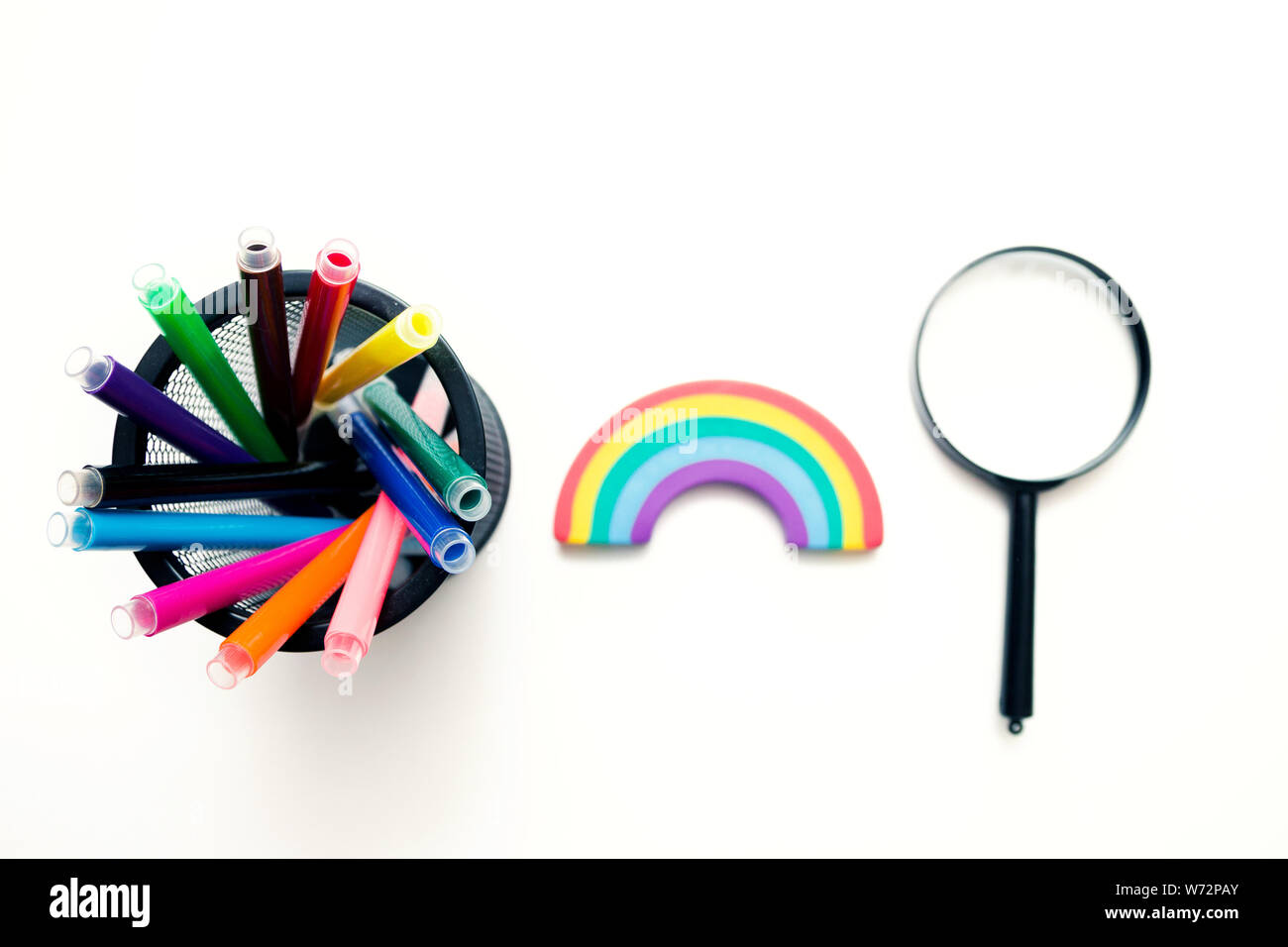 back to school. Colorful stationary school supplies markers for drawing ...