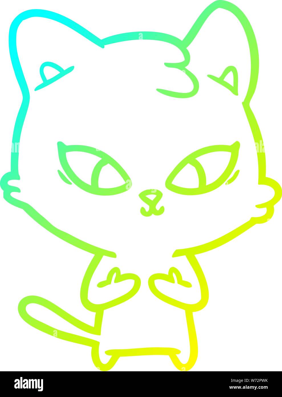cold gradient line drawing of a cute cartoon cat Stock Vector Image ...