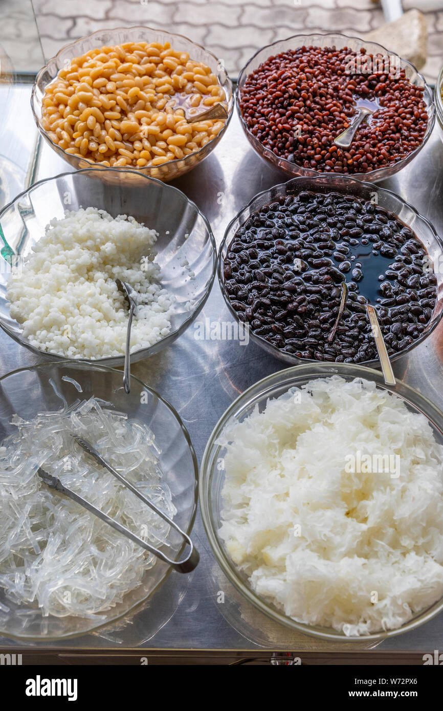 Ingredients used in Vietnamese Street Food arranged on a Stainless ...