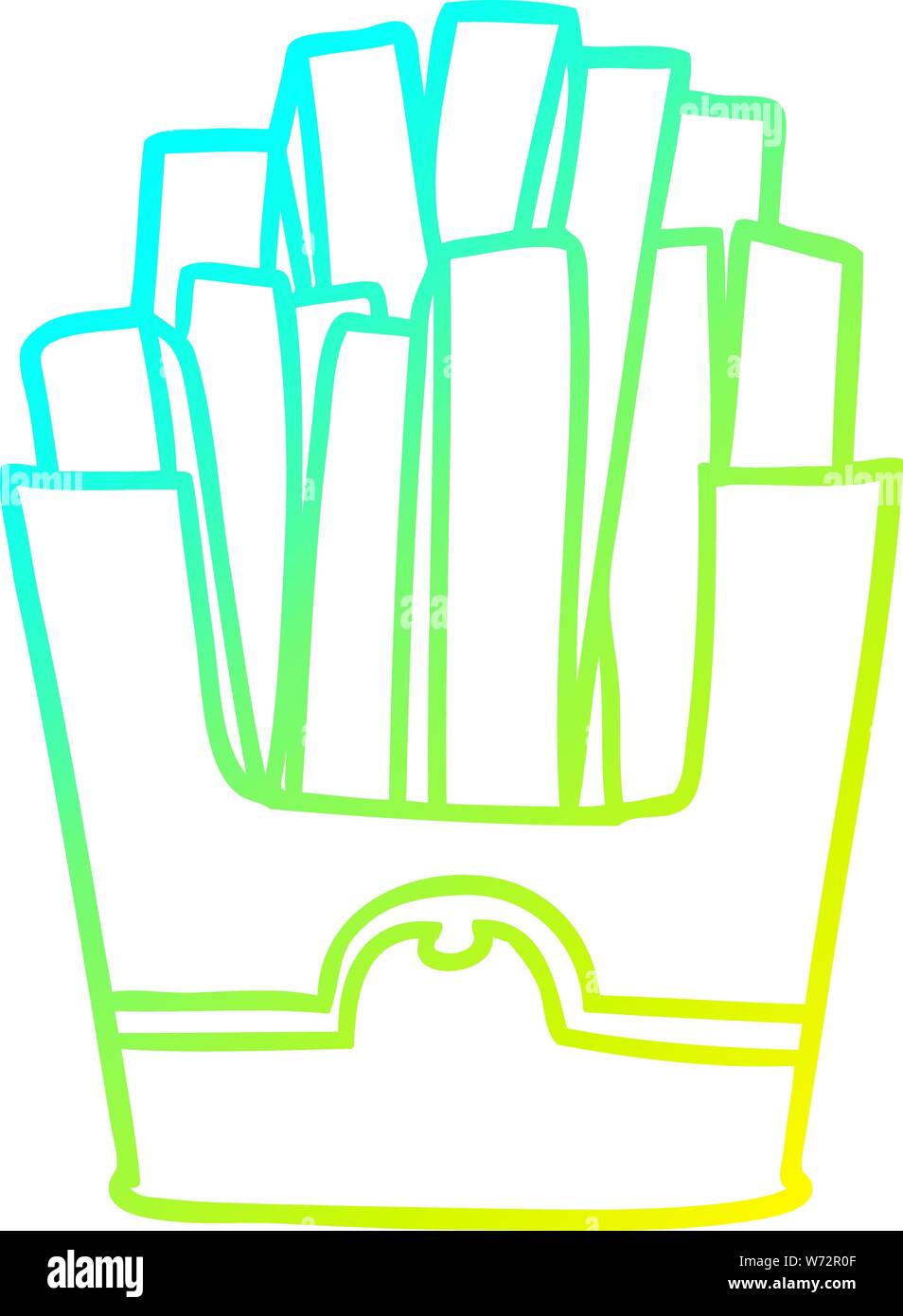 cold gradient line drawing of a junk food fries Stock Vector Image ...