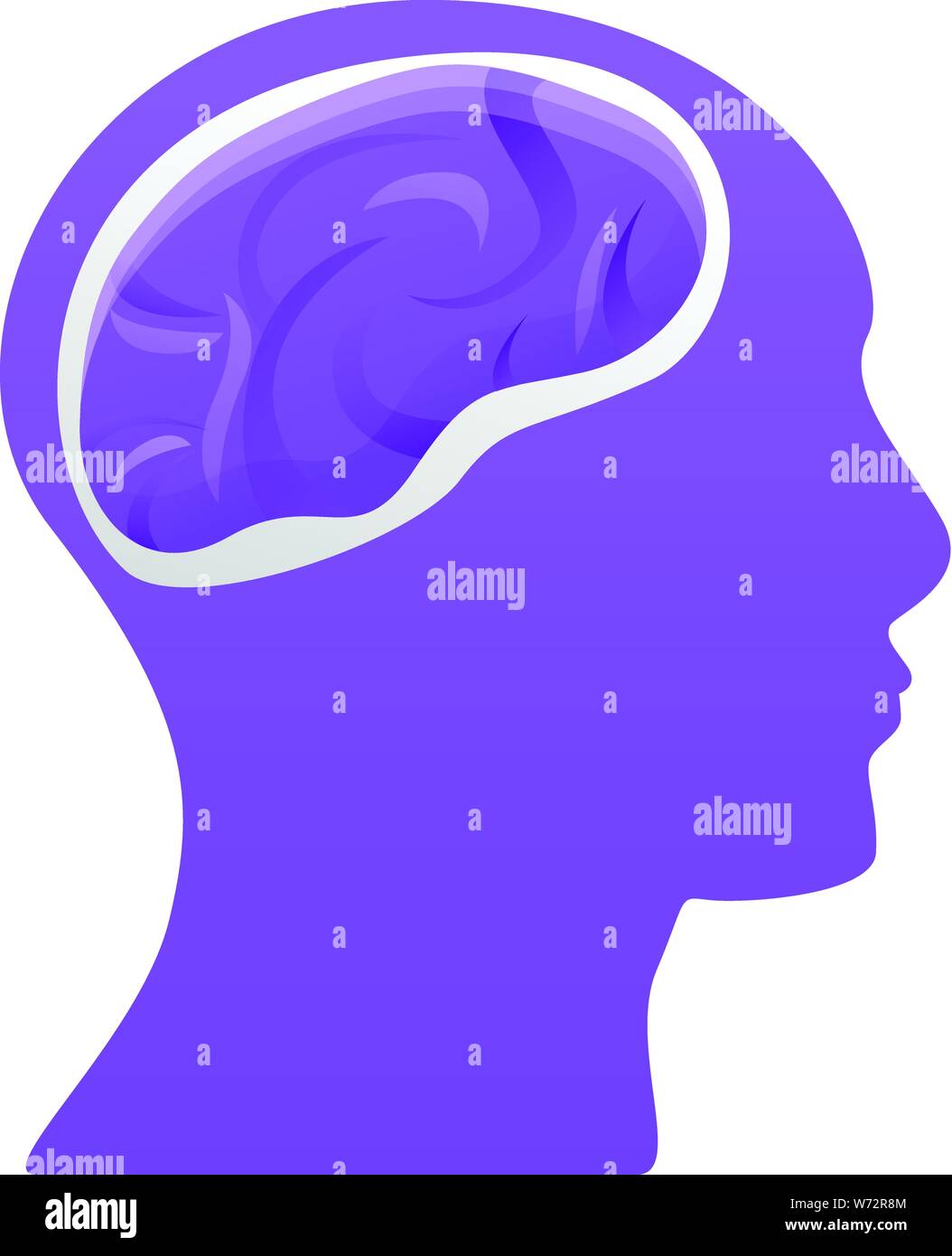 Brain in head icon. Cartoon of brain in head vector icon for web design ...
