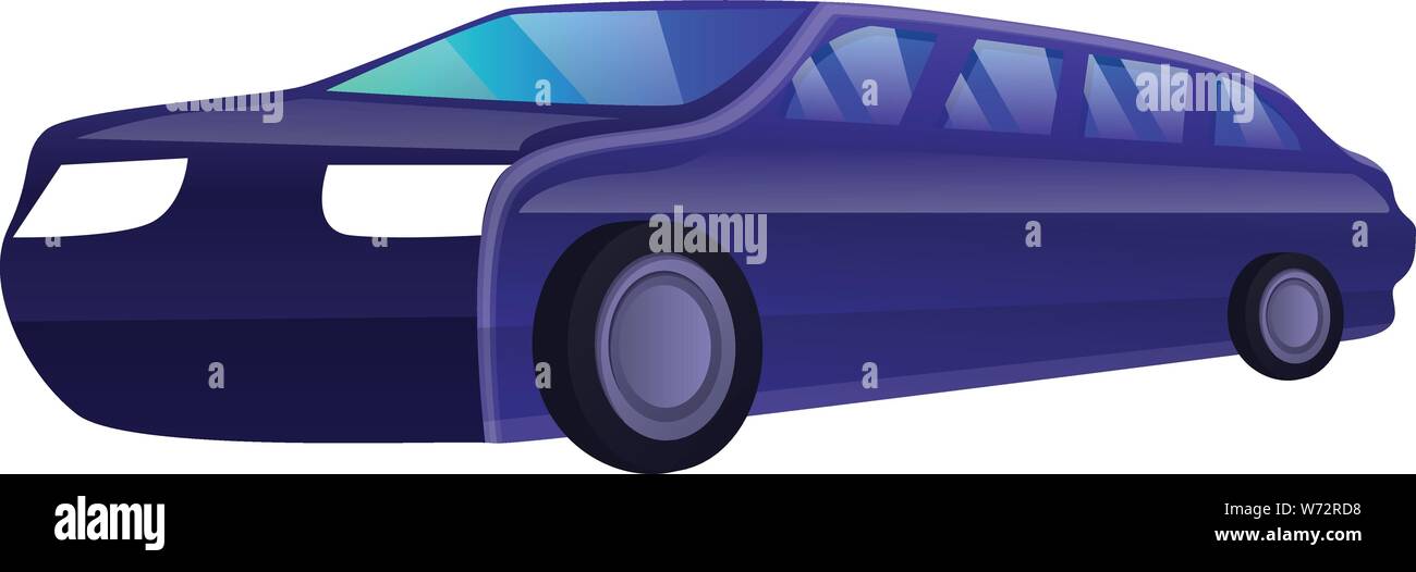 Blue limousine icon. Cartoon of blue limousine vector icon for web ...