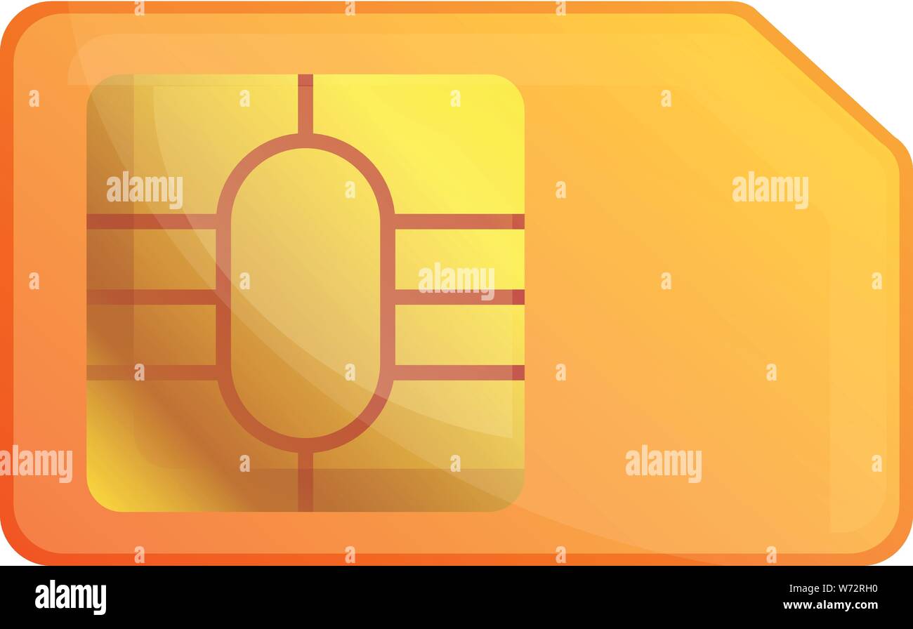 Orange sim card icon. Cartoon of orange sim card vector icon for web ...