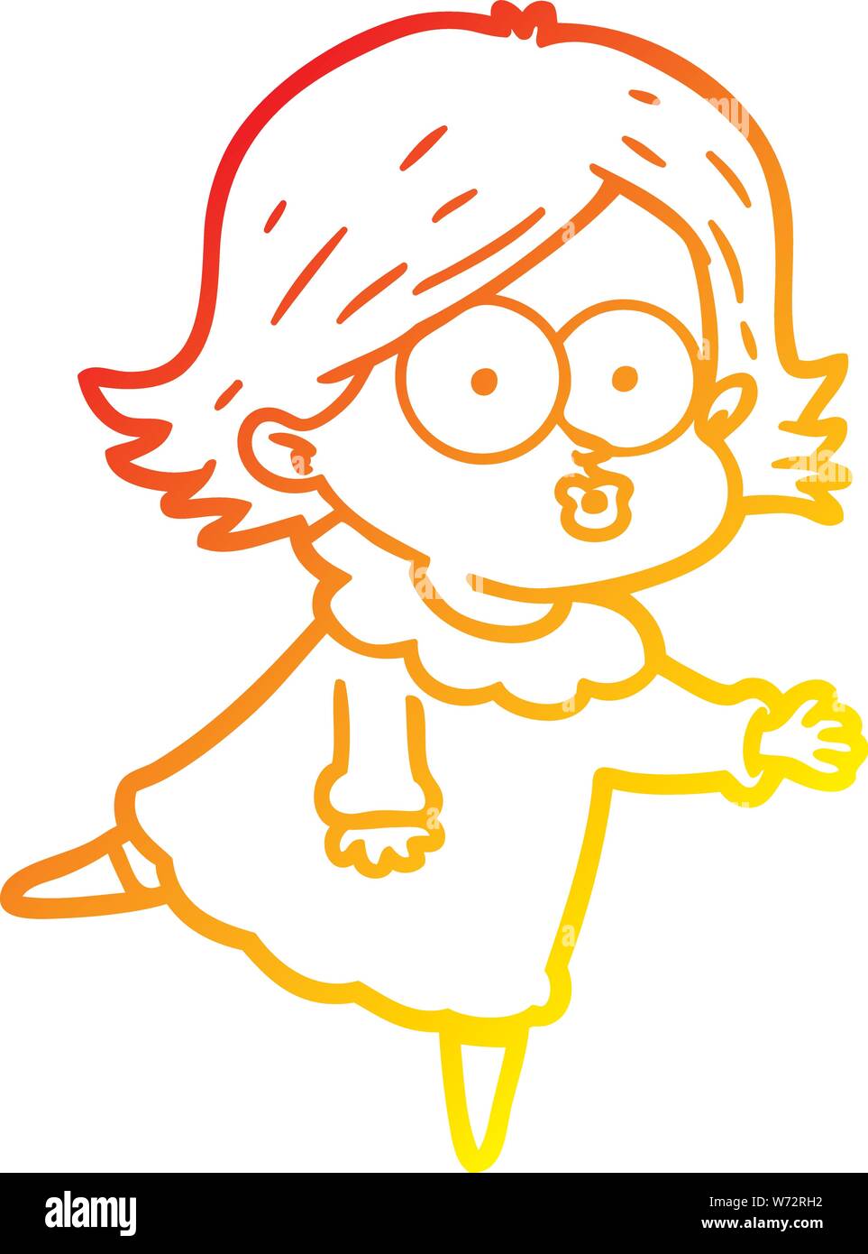 warm gradient line drawing of a cartoon girl pouting Stock Vector Image ...