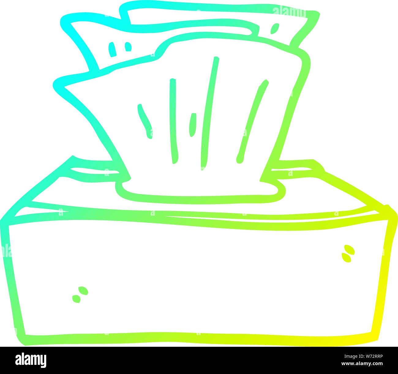 cold gradient line drawing of a cartoon box of tissues Stock Vector ...
