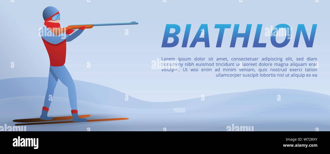 Biathlon shooting concept banner. Cartoon illustration of biathlon ...