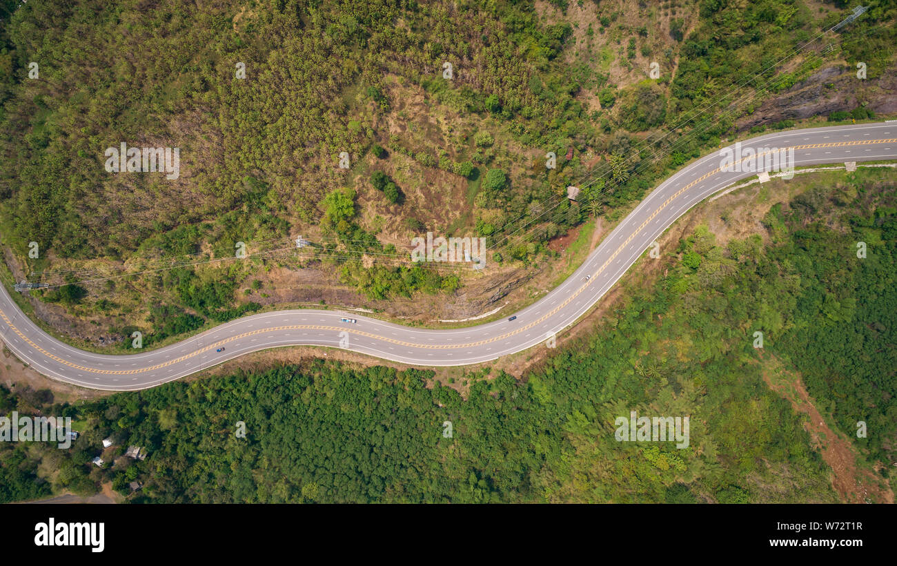 Top view asphalt road on the hill in Phetchabun province, Thailand ...