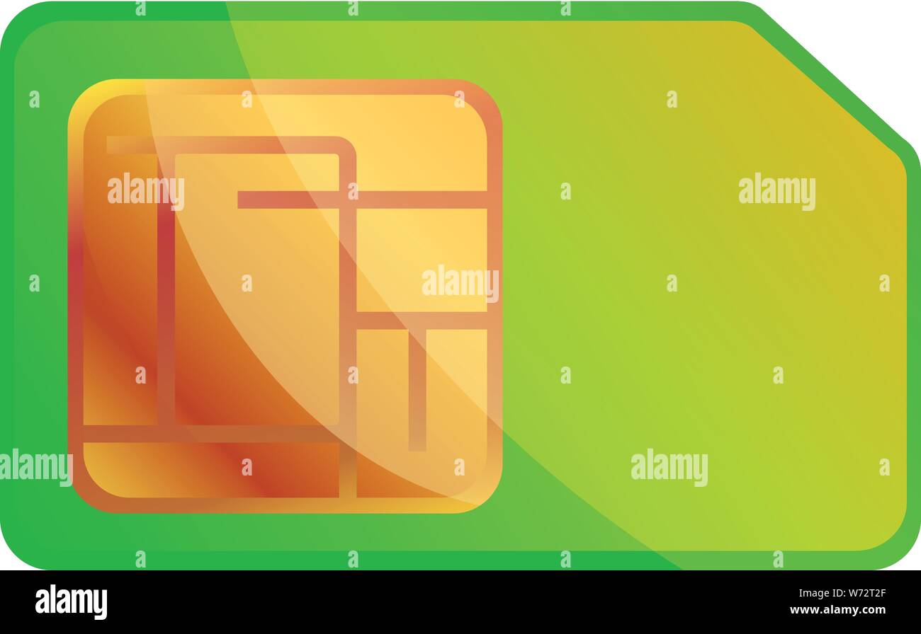 Green sim card icon. Cartoon of green sim card vector icon for web ...