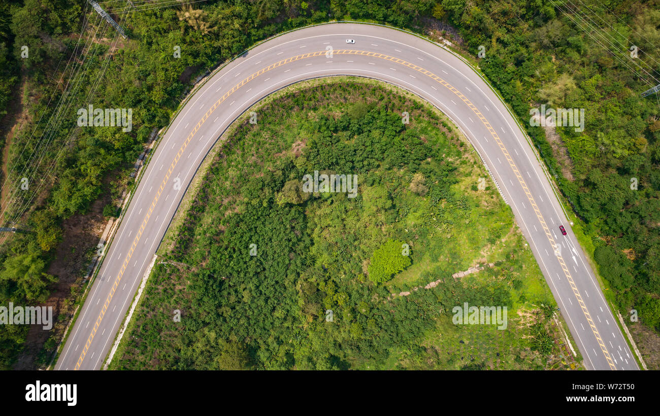 Top view asphalt road on the hill in Phetchabun province, Thailand ...