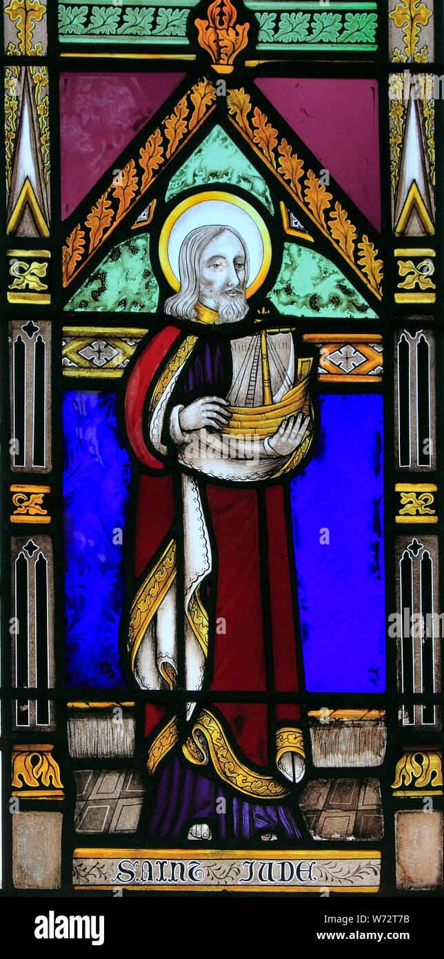 St. Jude, with model of a boat, stained glass window, saint, saints, by ...