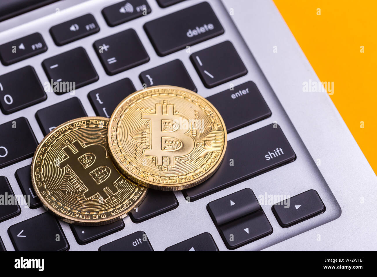 Bitcoin. Golden coin with bitcoin symbol isolated on white background ...