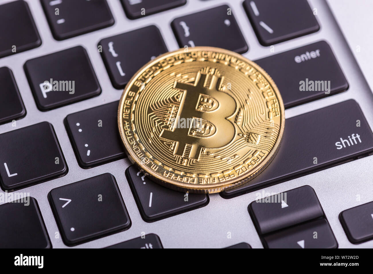 Bitcoin. Golden coin with bitcoin symbol isolated on white background ...