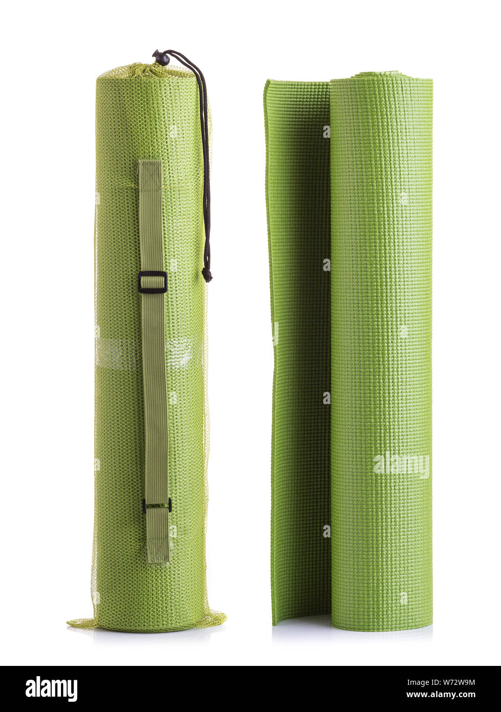New green soft Yoga mat. Studio shot isolated on white background Stock ...