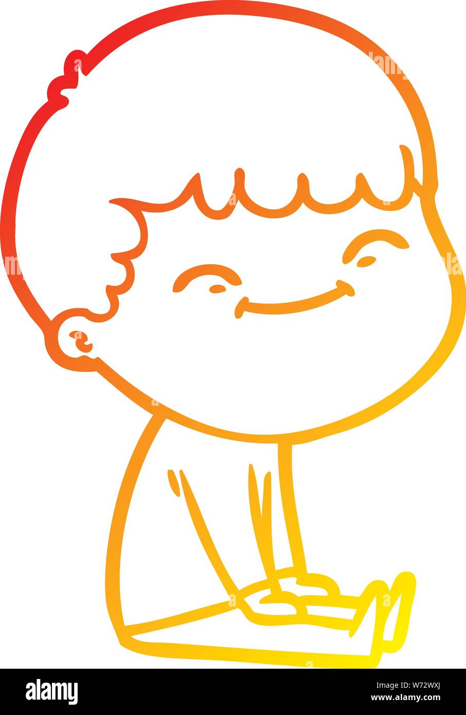 warm gradient line drawing of a cartoon happy boy Stock Vector Image ...