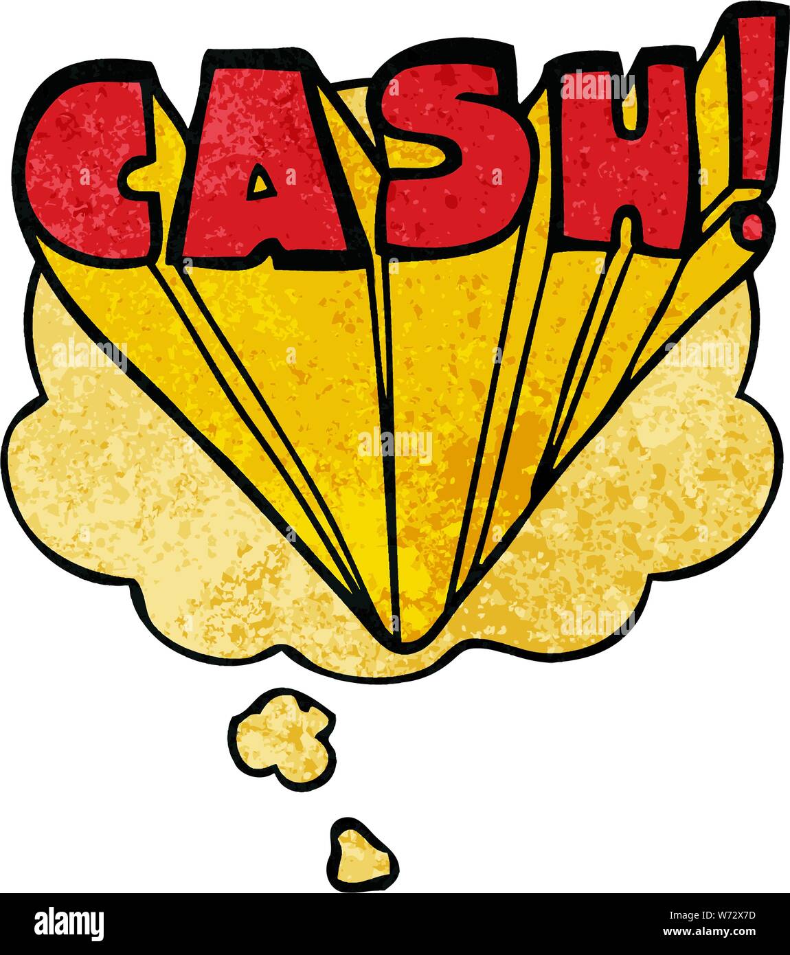 cartoon word cash with thought bubble in grunge texture style Stock ...