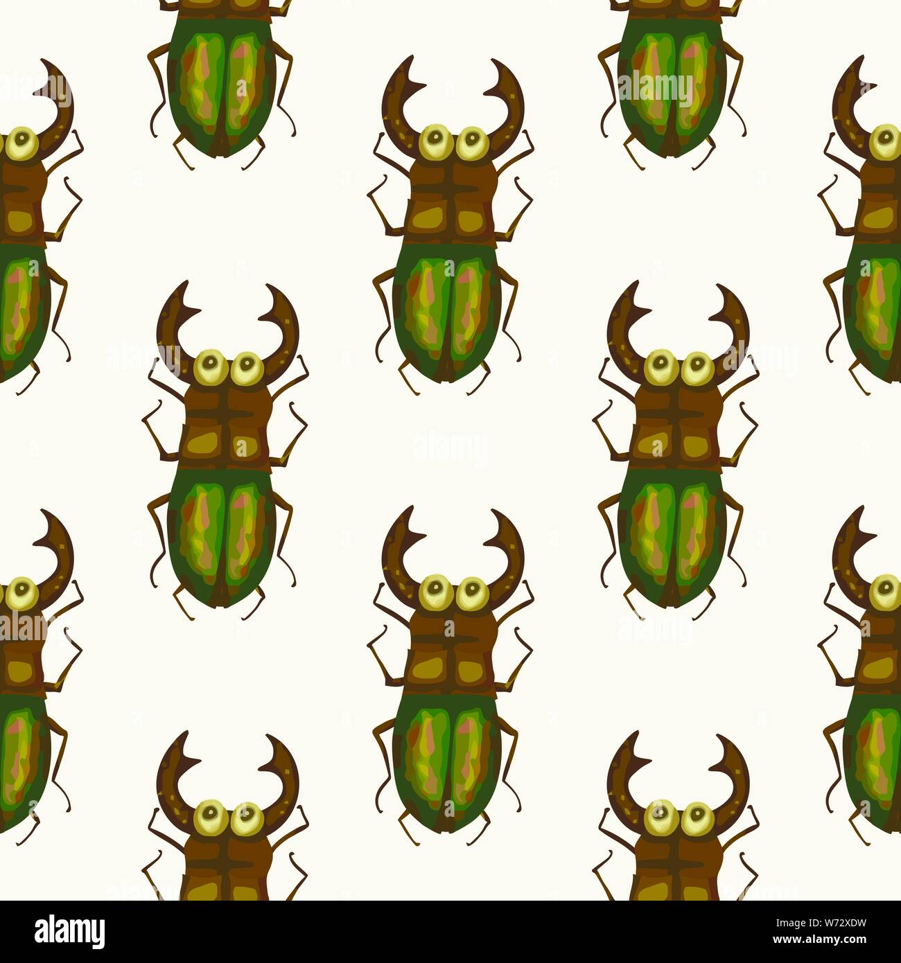 Seamless vector pattern with cute 3d insect. Illustration with garden ...