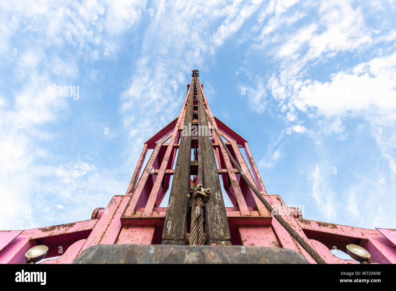 Pile crane or pile driven machine set up for concrete stake in ...