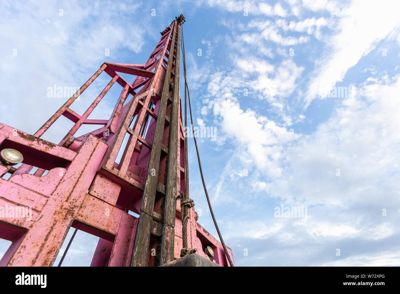 Pile crane or pile driven machine set up for concrete stake in ...