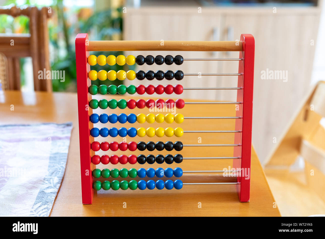 abacus with red green blue and white balls Stock Photo - Alamy