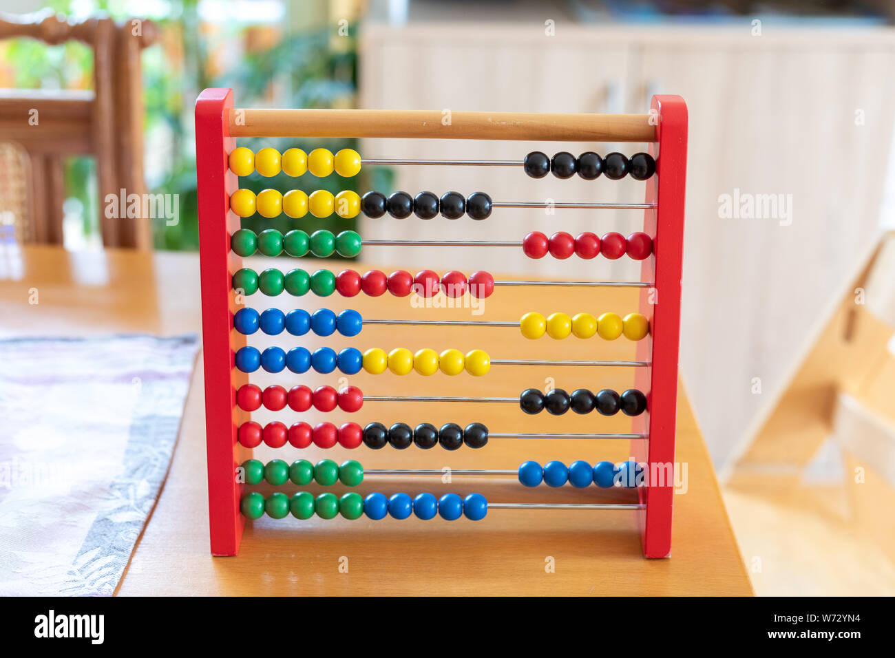 abacus with red green blue and white balls Stock Photo - Alamy