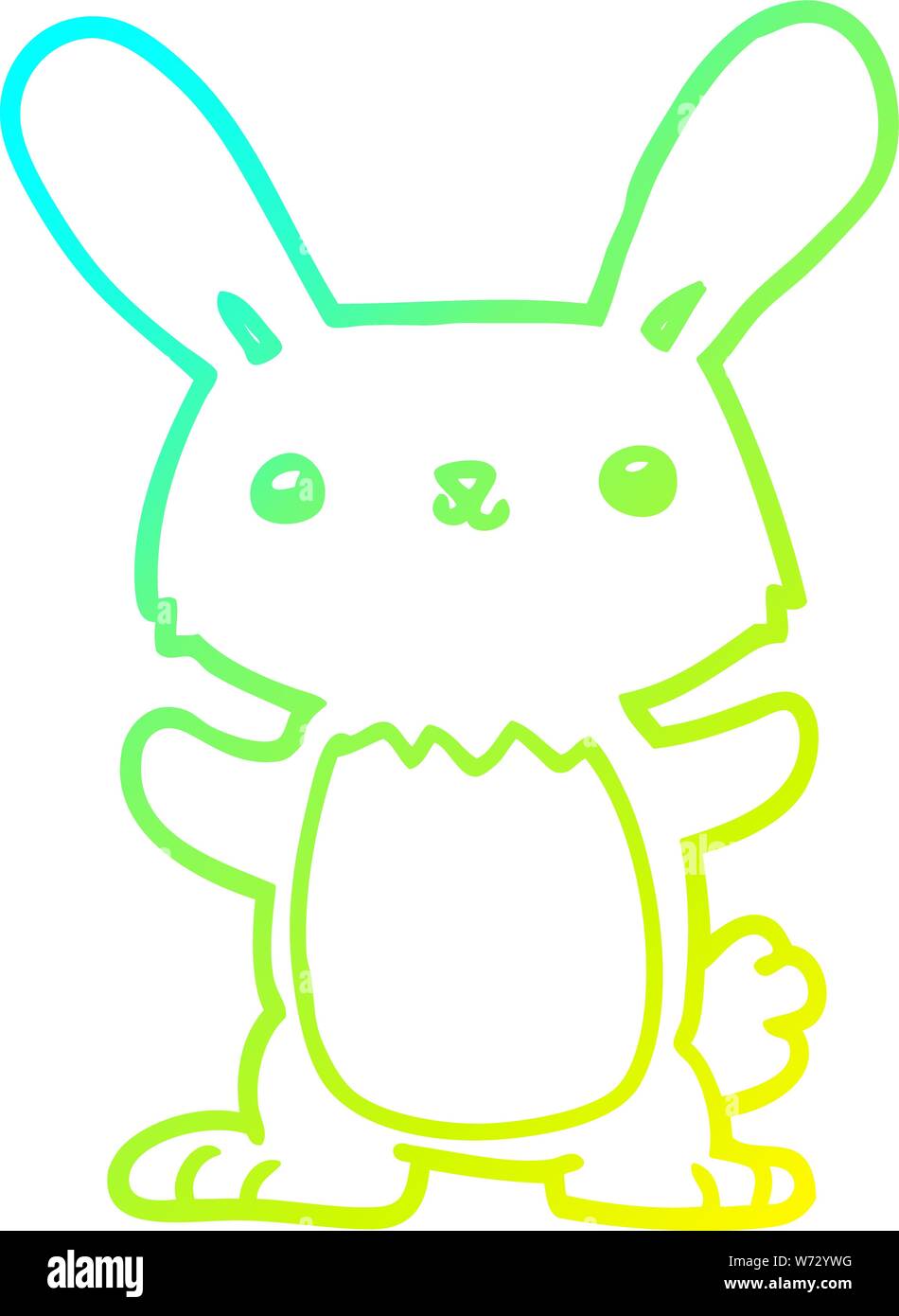cold gradient line drawing of a cute cartoon rabbit Stock Vector Image ...