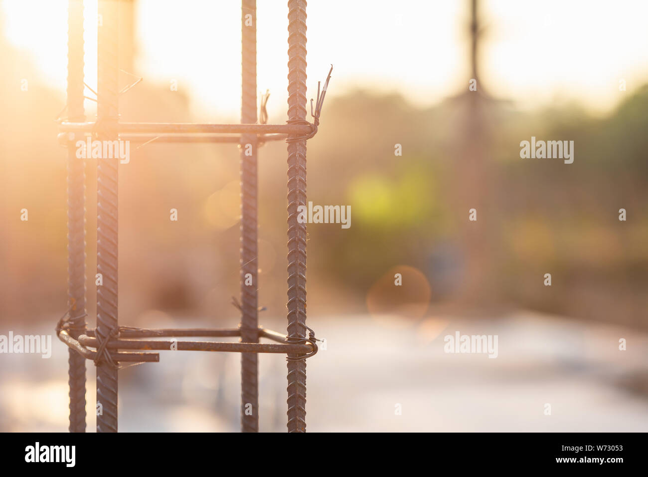 Rebar steel for pillar or pole in process of house building ...