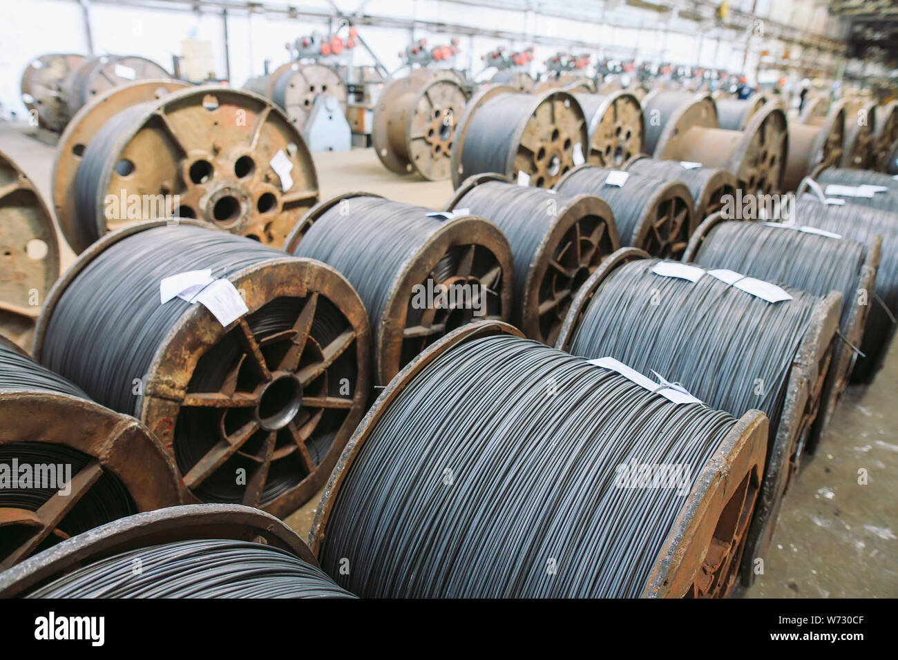 Wire rod, fittings in warehouses. industrial storehouse at the ...