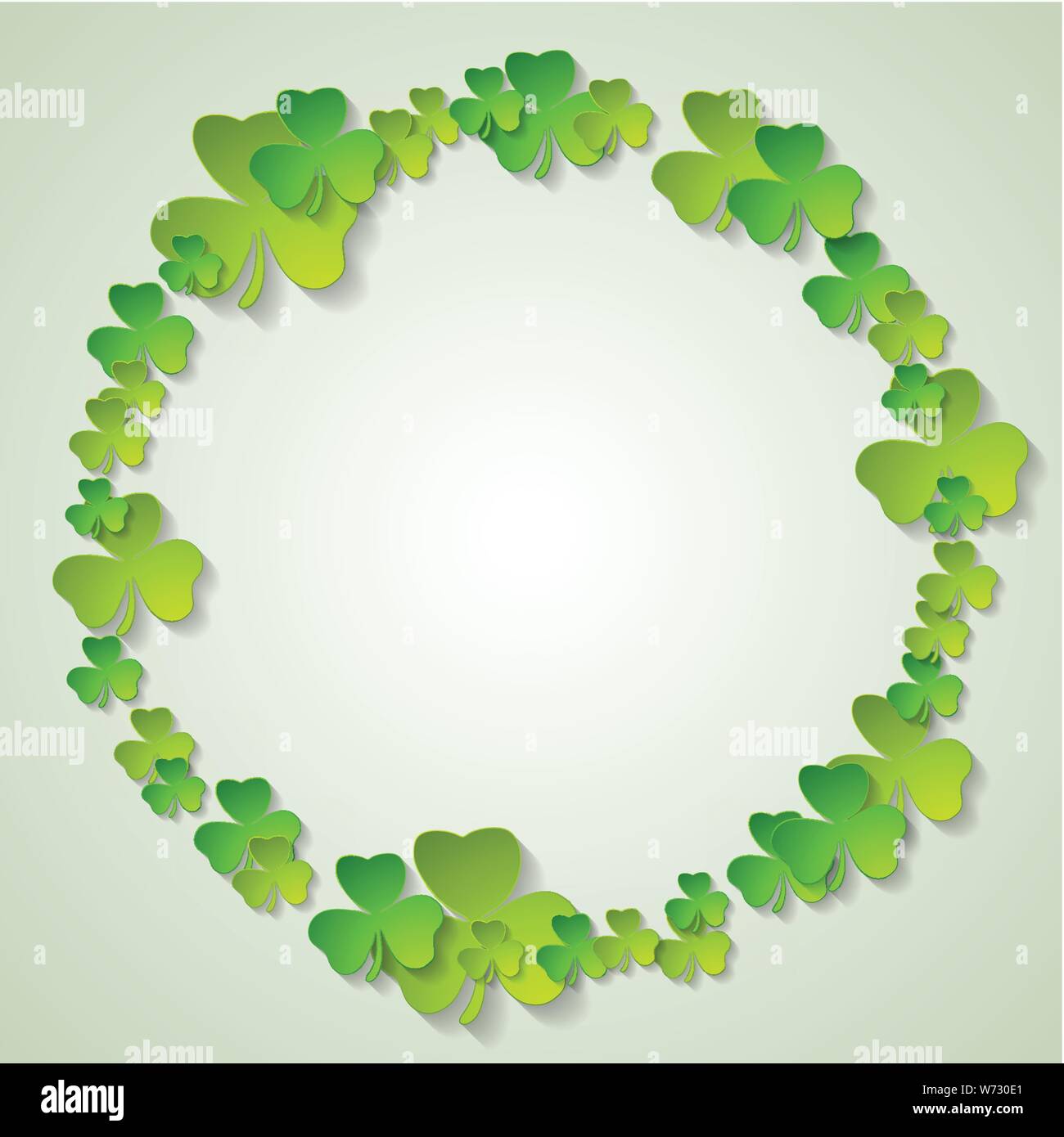 St. Patricks Day green clovers ring abstract background. Vector graphic ...